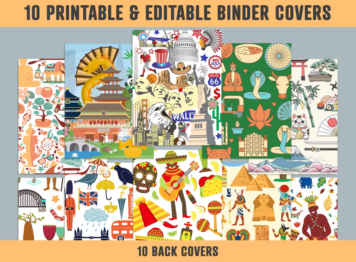 Cultural Travel Binder Cover 10 Printable & Editable Binder - Etsy