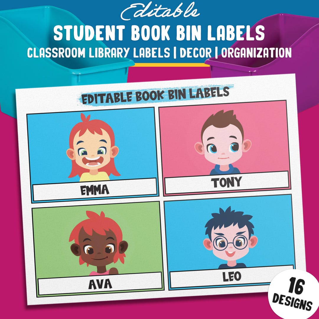 Editable & Printable Book Box Labels: 16 Customizable Designs for ...