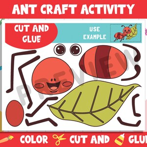 Cute Ant Craft Activity - Color, Cut, and Glue for Prek to 2nd Grade ...