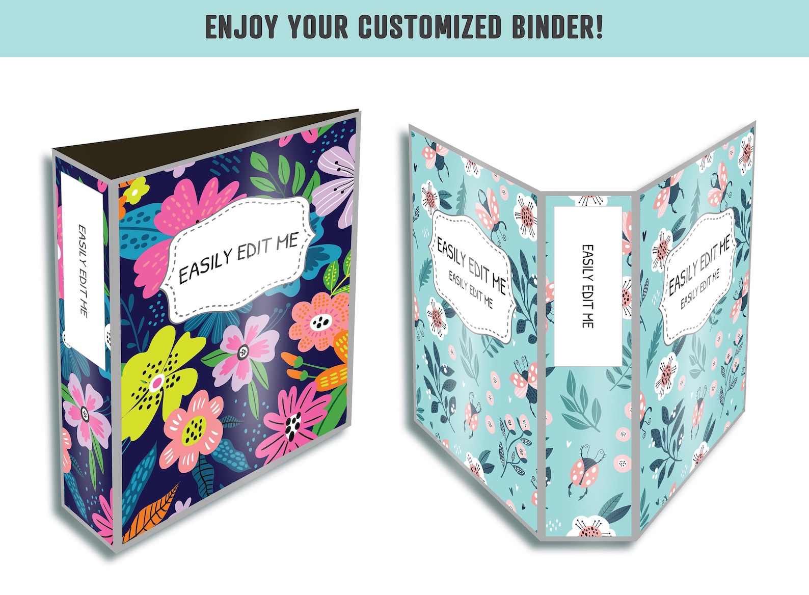 Binder Cover and Spine 10 Printable/editable Covers Spines - Etsy