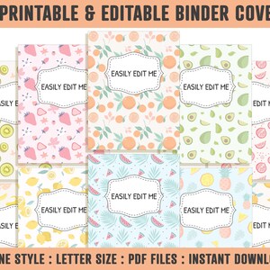 Tropical Fruits and Berries Binder Cover, 10 Printable & Editable ...