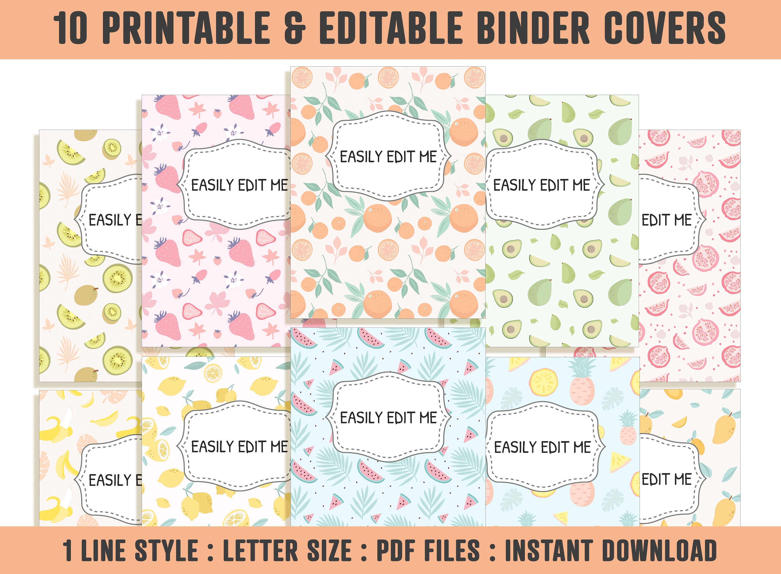 Tropical Fruits and Berries Binder Cover 10 Printable & - Etsy