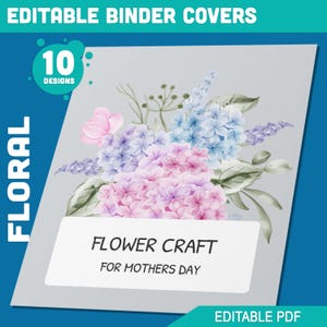 Floral Binder Cover, 10 Covers+spines, Binder Cover Printable, Editable ...
