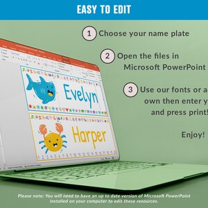 Student Desk Plates, 30 Printable/editable Sea Animals Classroom Name ...