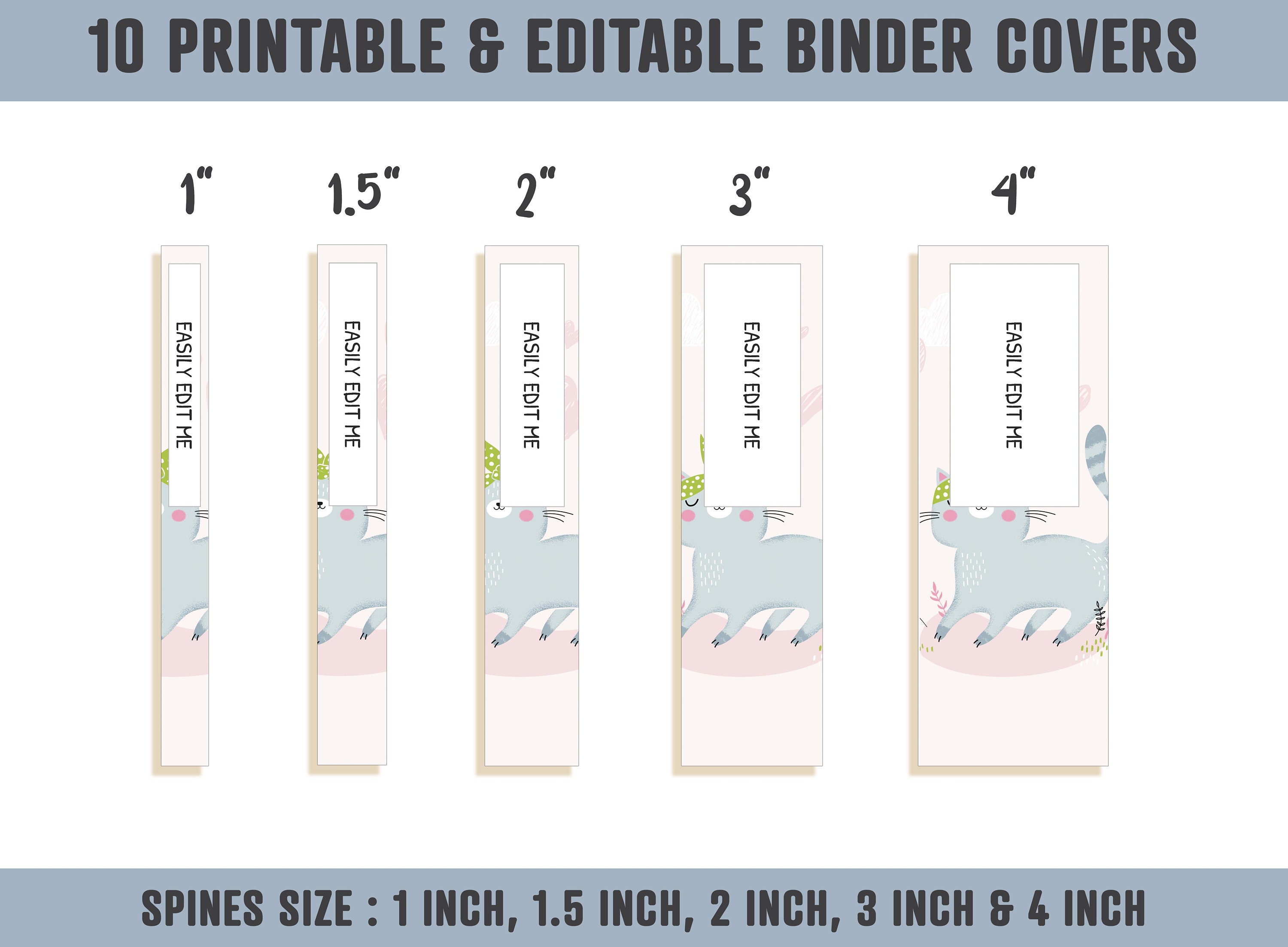 Animal Binder Cover, 10 Printable/editable Covers+spines, Binder Insert ...