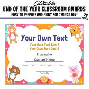 Editable, Creative End-of-year Class Awards for Students, 26 Pages, PDF ...