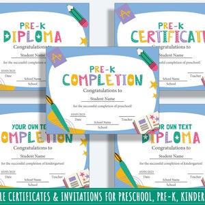Preschool Certificate End of the Year, Editable Preschool Certificates ...