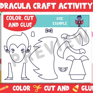 Cute Dracula Craft Activity - Color, Cut, and Glue for Prek to 2nd ...