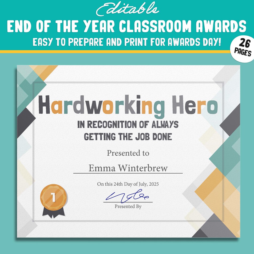 Editable Last Day of School Awards, End of the Year Awards, Student ...