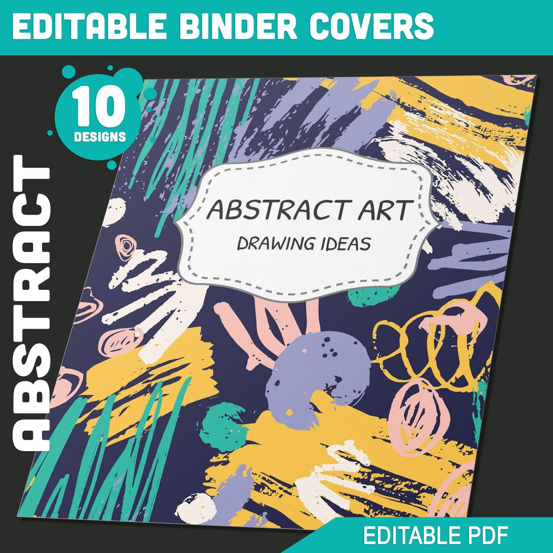 Abstract Doodle Pattern Binder Cover, 10 Printable & Editable Binder ...