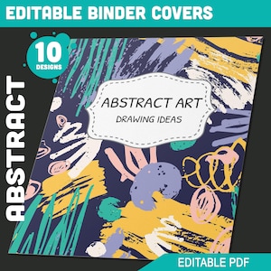 Abstract Doodle Pattern Binder Cover, 10 Printable & Editable Binder ...