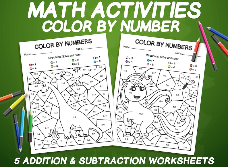 Color by Number for Kids 5 Printable Color by Number Pages - Etsy