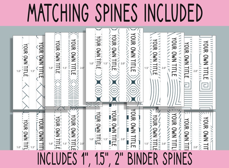 10 Editable Abstract Line Binder Covers Includes 1 - Etsy