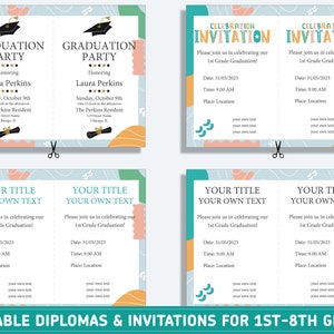 Editable 3rd Grade Certificate, 1st to 8th Grade Diploma, Certificate ...