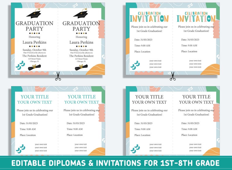 Editable 3rd Grade Certificate, 1st to 8th Grade Diploma, Certificate ...