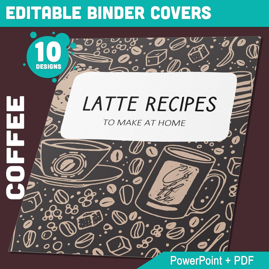 10 Editable Coffee Binder Covers, Includes 1, 1.5, 2" Spines, Available ...