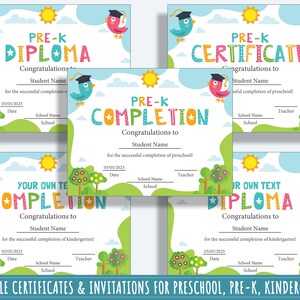 Kindergarten Certificate, Editable Preschool Completion Certificates ...