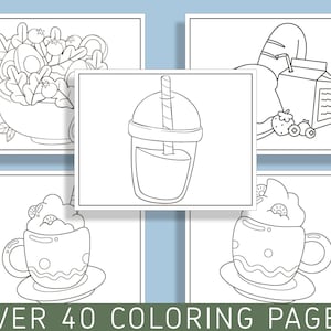 Food Coloring Pages: Fun Activity Book for Kids With 40 Printable Food ...