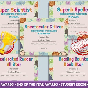 Editable Classroom Awards - End of the Year Awards - Student ...