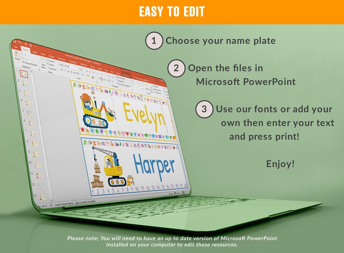 Student Desk Plates 30 Printable/editable Construction - Etsy