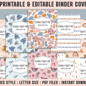 Simple Geometric and Floral Binder Cover, 10 Printable & Editable ...