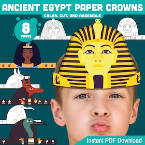 Ancient Egypt Paper Crown Templates – 4 Fun Printable Headband Designs ...