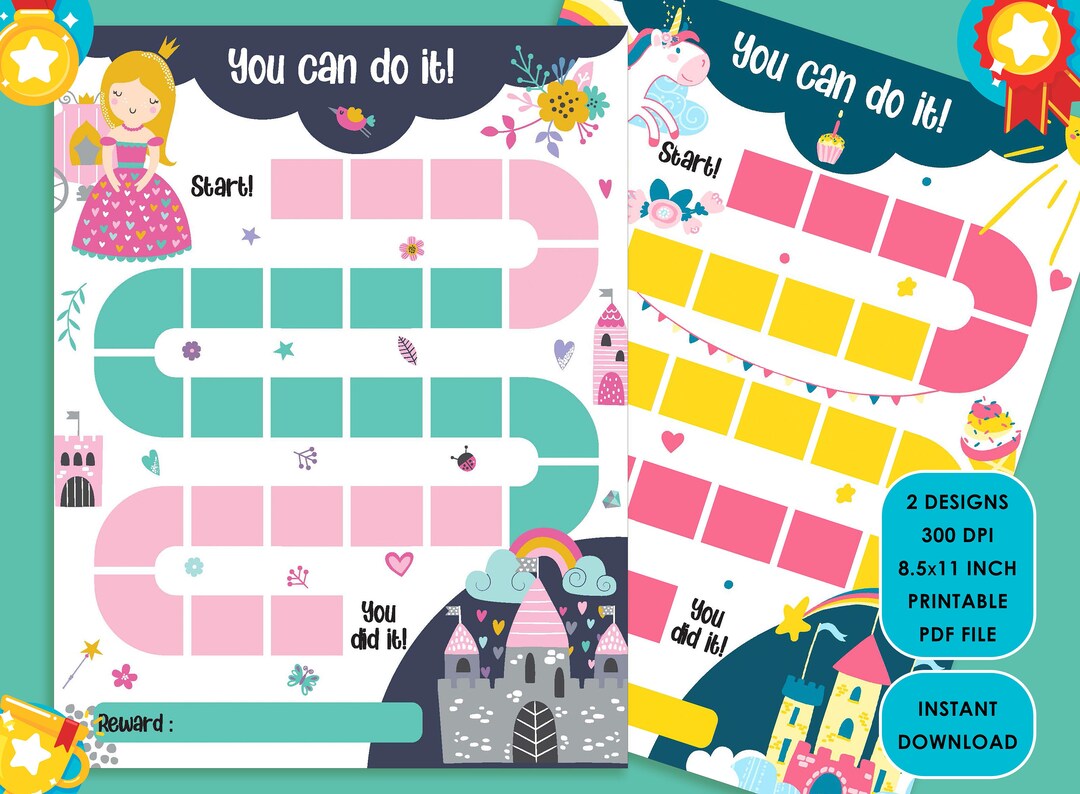 Printable Princess Reward Chart, Unicorn Behavior Chart, Girl Chore ...