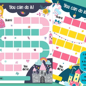 Printable Princess Reward Chart, Unicorn Behavior Chart, Girl Chore ...
