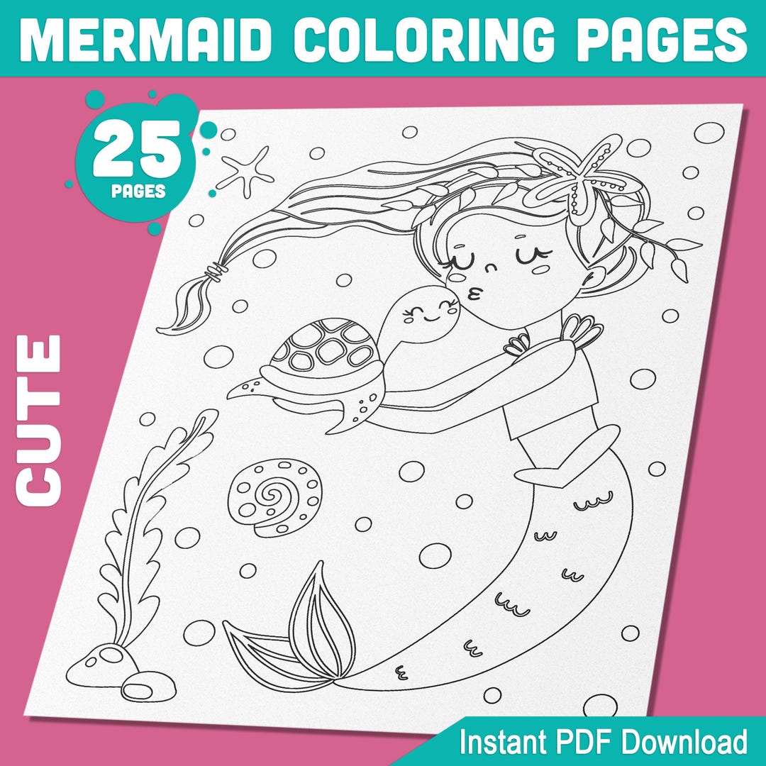 Cute Mermaid Coloring Pages: 25 Printable Beautiful Designs for Kids ...