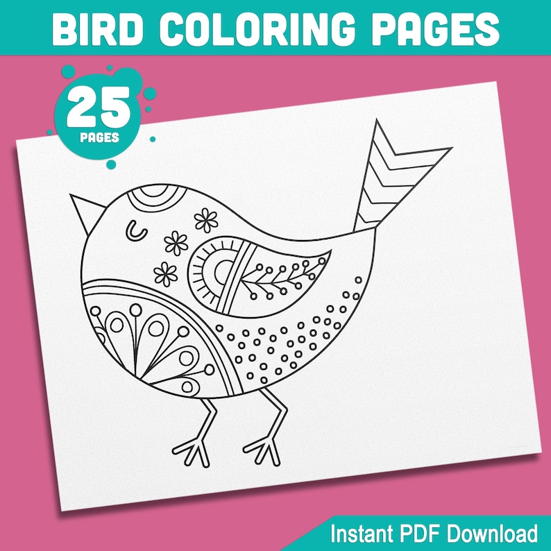 Cute Bird Coloring Pages: 25 Charming Designs for Kids and Adults, Fun ...
