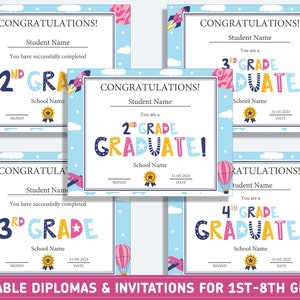 Editable 5th Grade Awards, 1st to 8th Grade Diploma, Certificate of ...