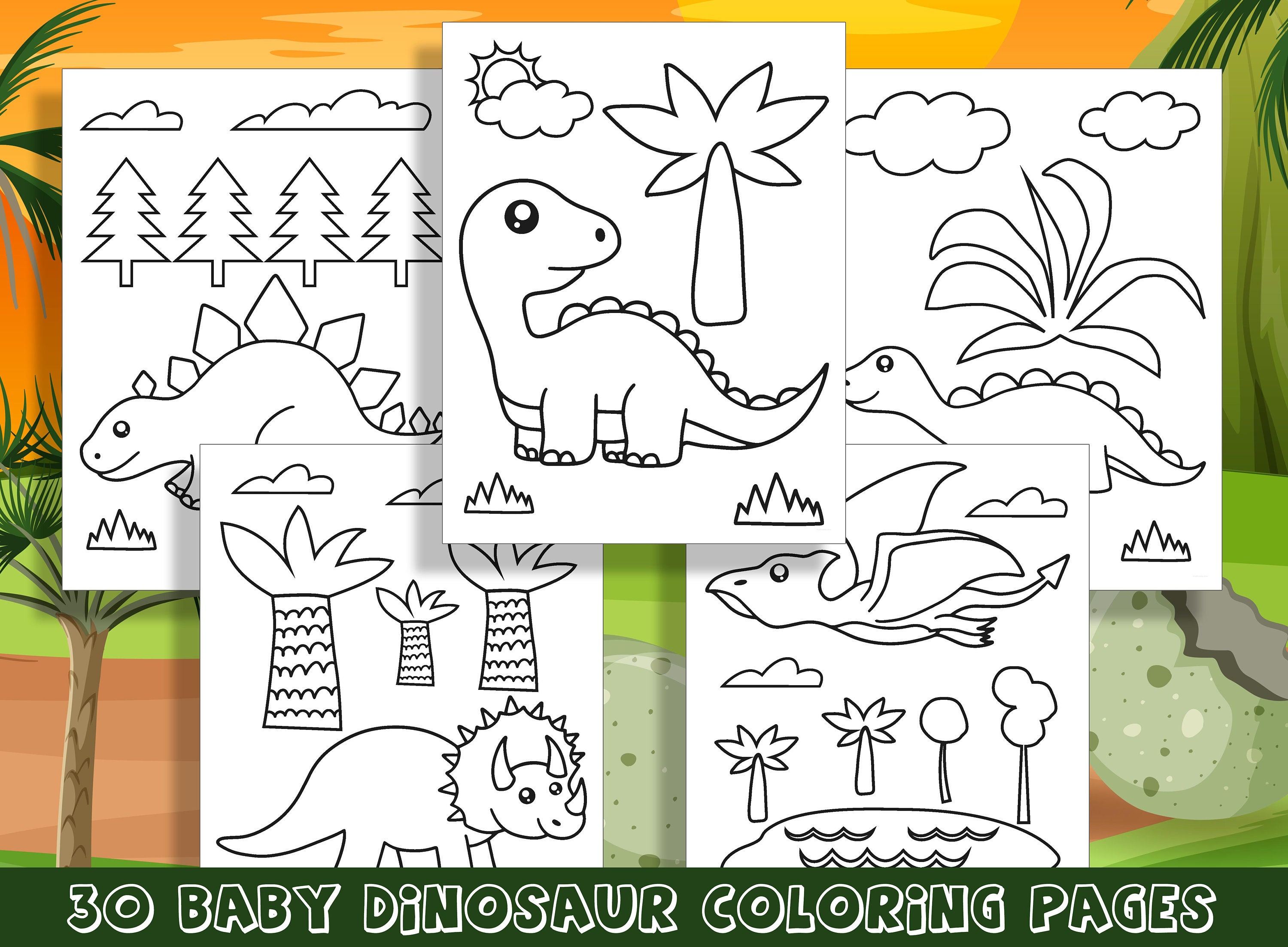 Roar Into Fun With 30 Baby Dinosaur Coloring Pages for - Etsy