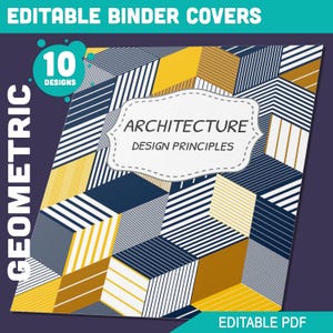 Geometric 3D Binder Cover, 10 Printable/editable Binder Covers+spines ...