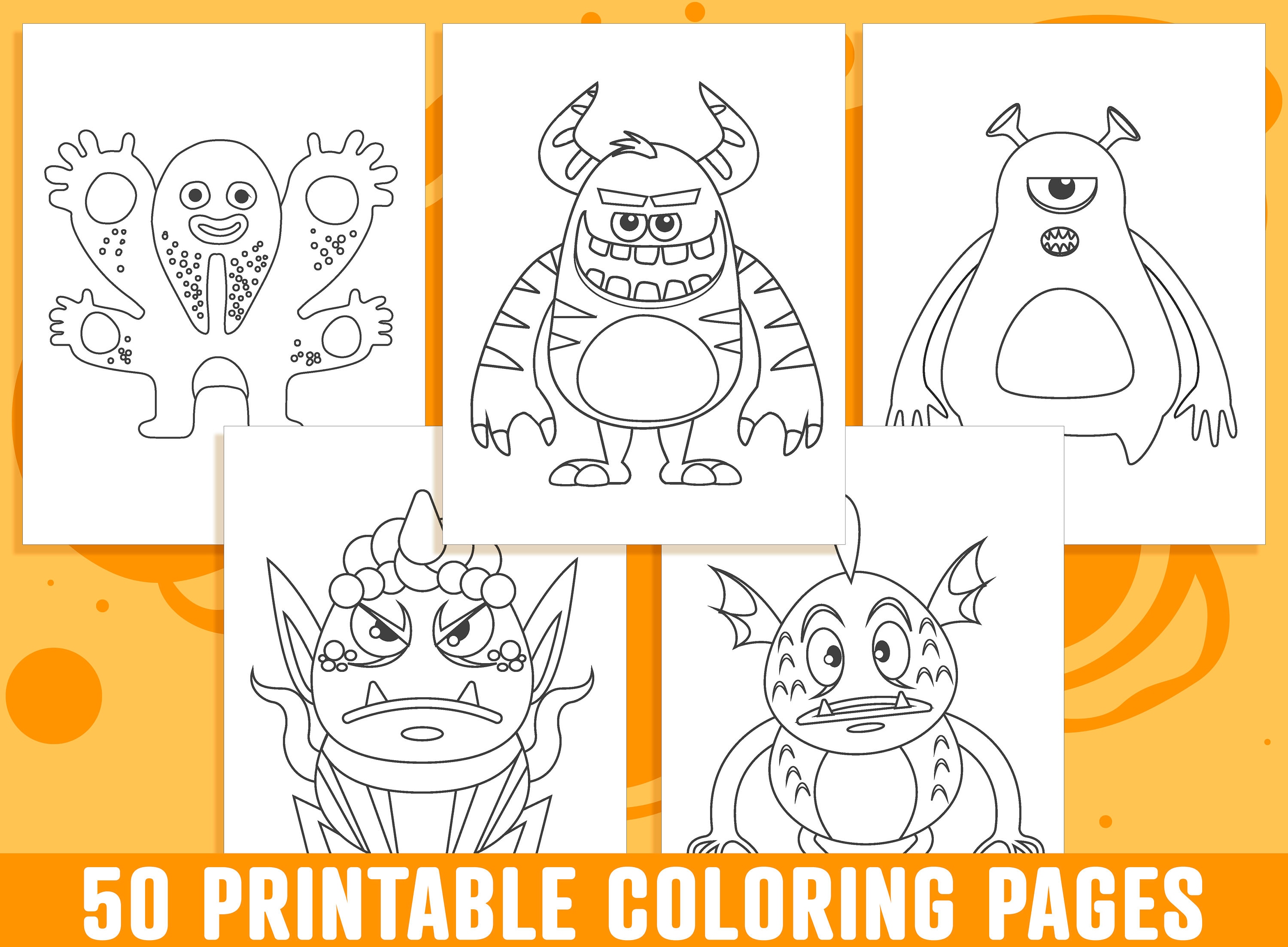 Monster Coloring Book for Kids: 50 High-resolution Printable Pages ...
