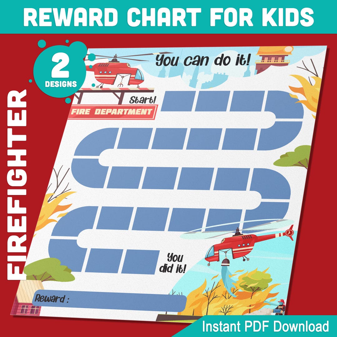 Printable Firefighter & Rescue Helicopter Reward Chart for Kids: Guide ...