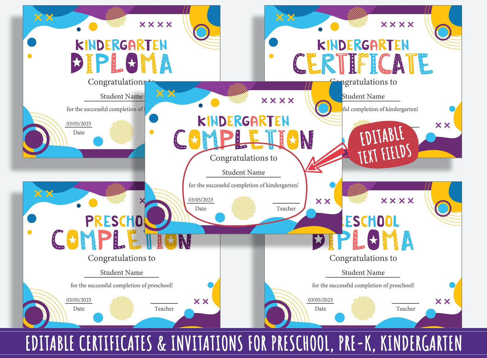 Editable End of the Year Awards Kindergarten Diploma Promotion ...
