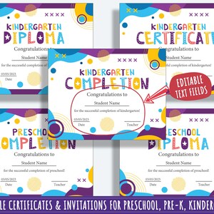 Editable End of the Year Awards Kindergarten Diploma Promotion ...
