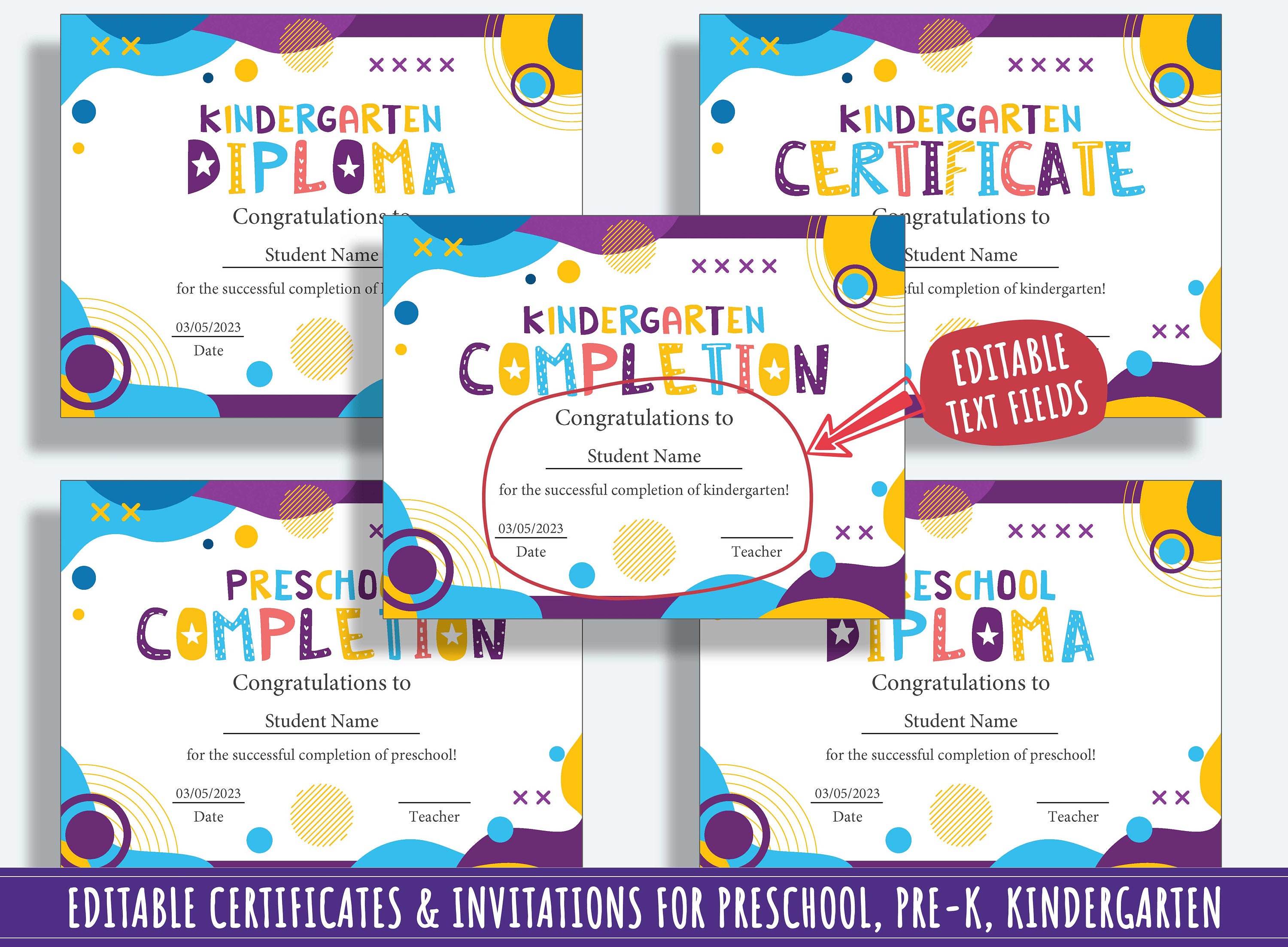 Editable End of the Year Awards Kindergarten Diploma Promotion ...