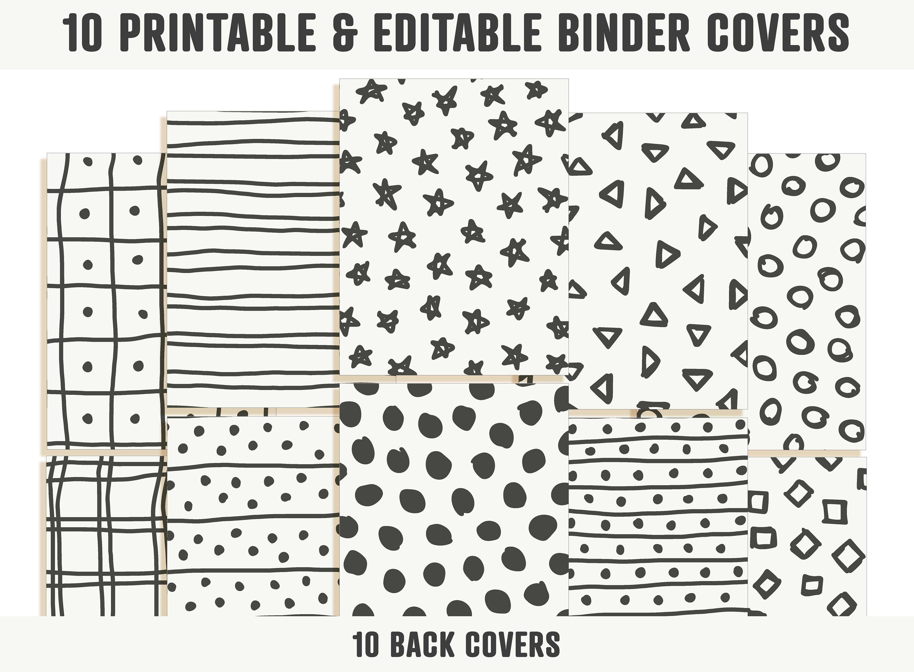 Binder Cover Printable Editable 10 Coversspines Binder - Etsy