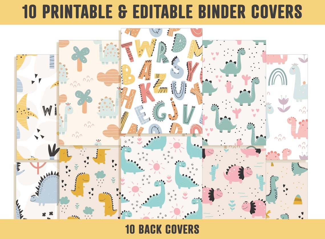 Dinosaur Binder Cover for Boys/girls 10 Printable & Editable - Etsy