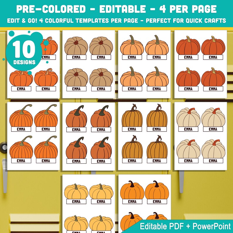 Editable Locker Labels (cubby Name Tags), Autumn Pumpkins Themed, PDF ...
