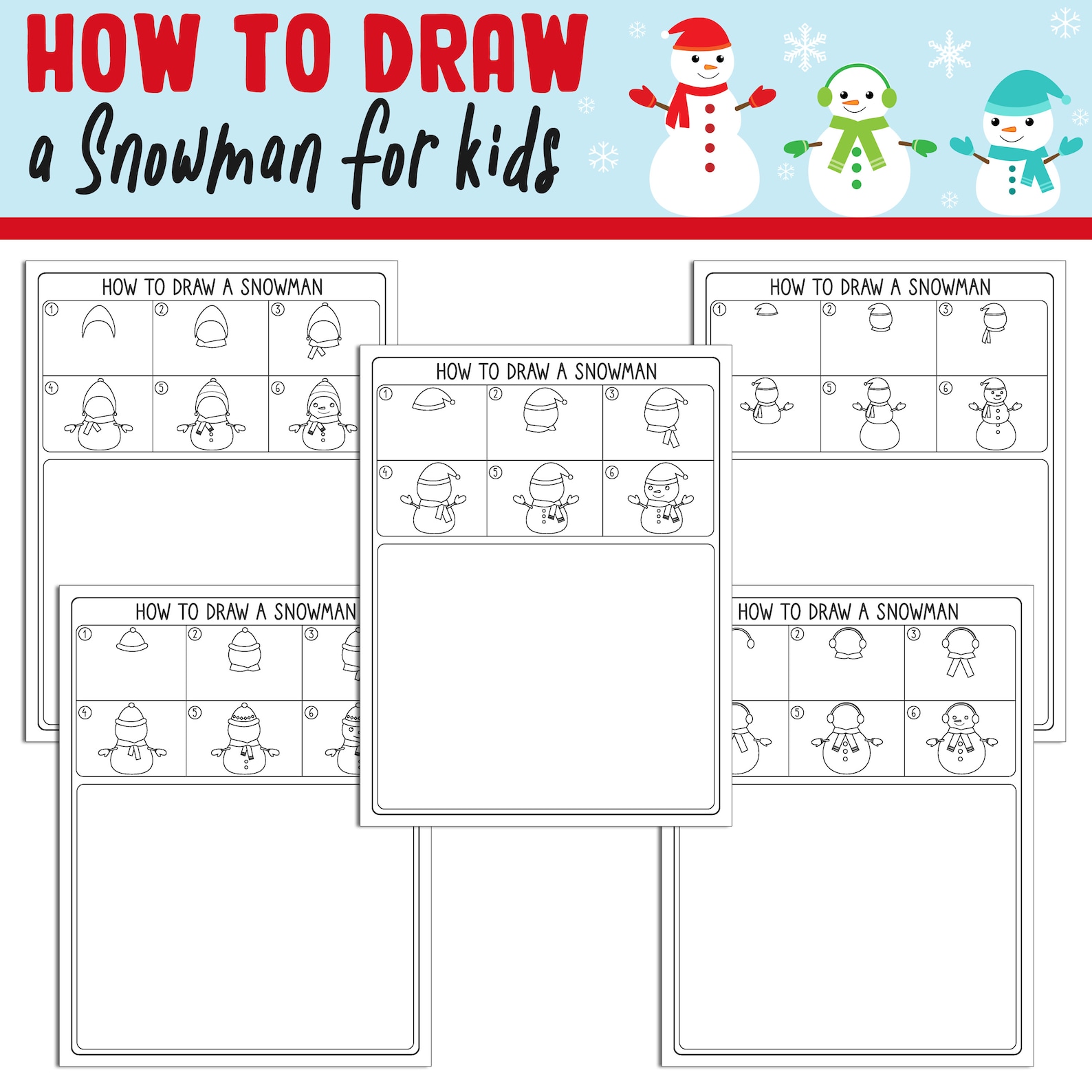 How to Draw a Snowman for Kids, Directed Drawing Step by Step Tutorial ...