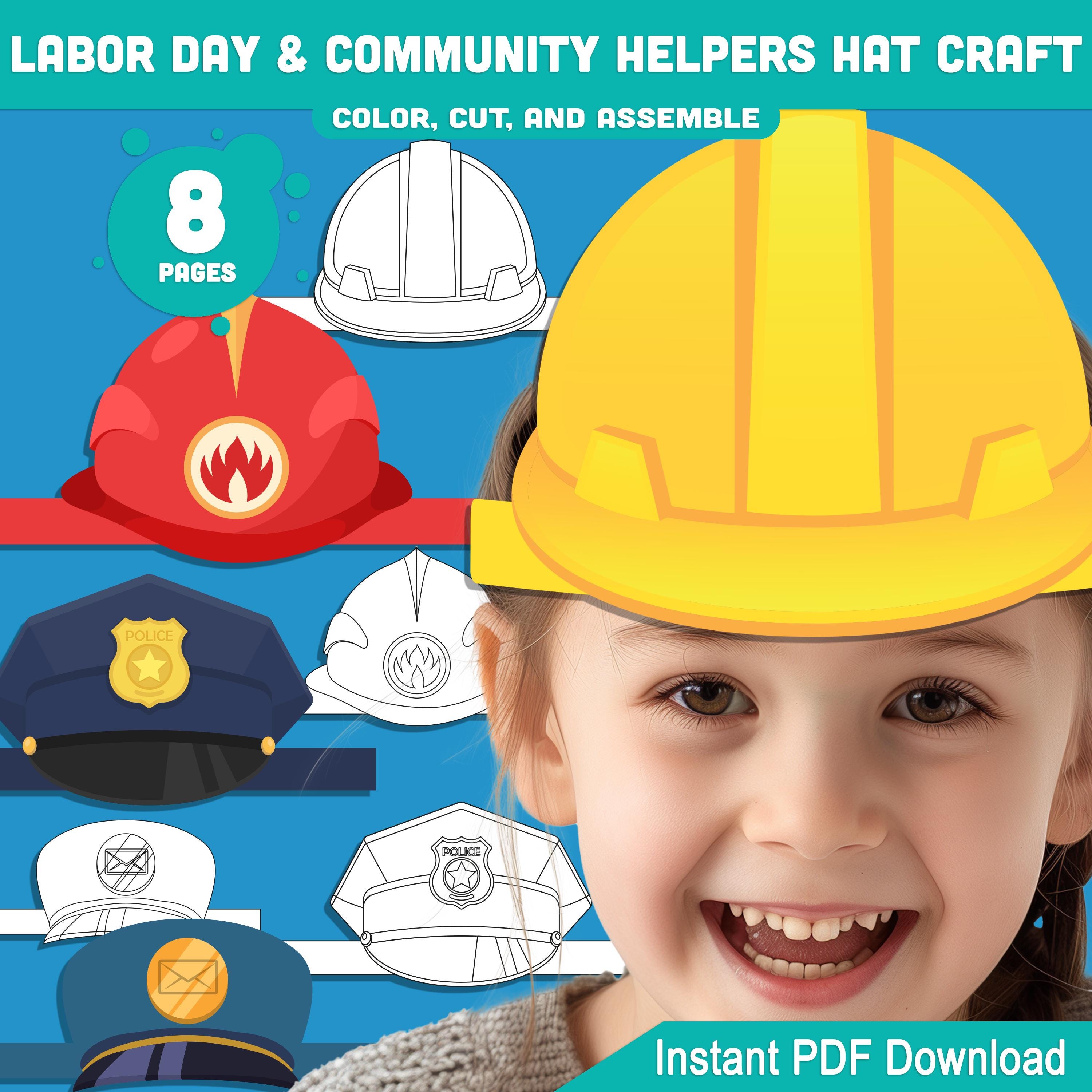 Labor Day & Community Helpers Hat Craft, Printable Paper Crowns ...