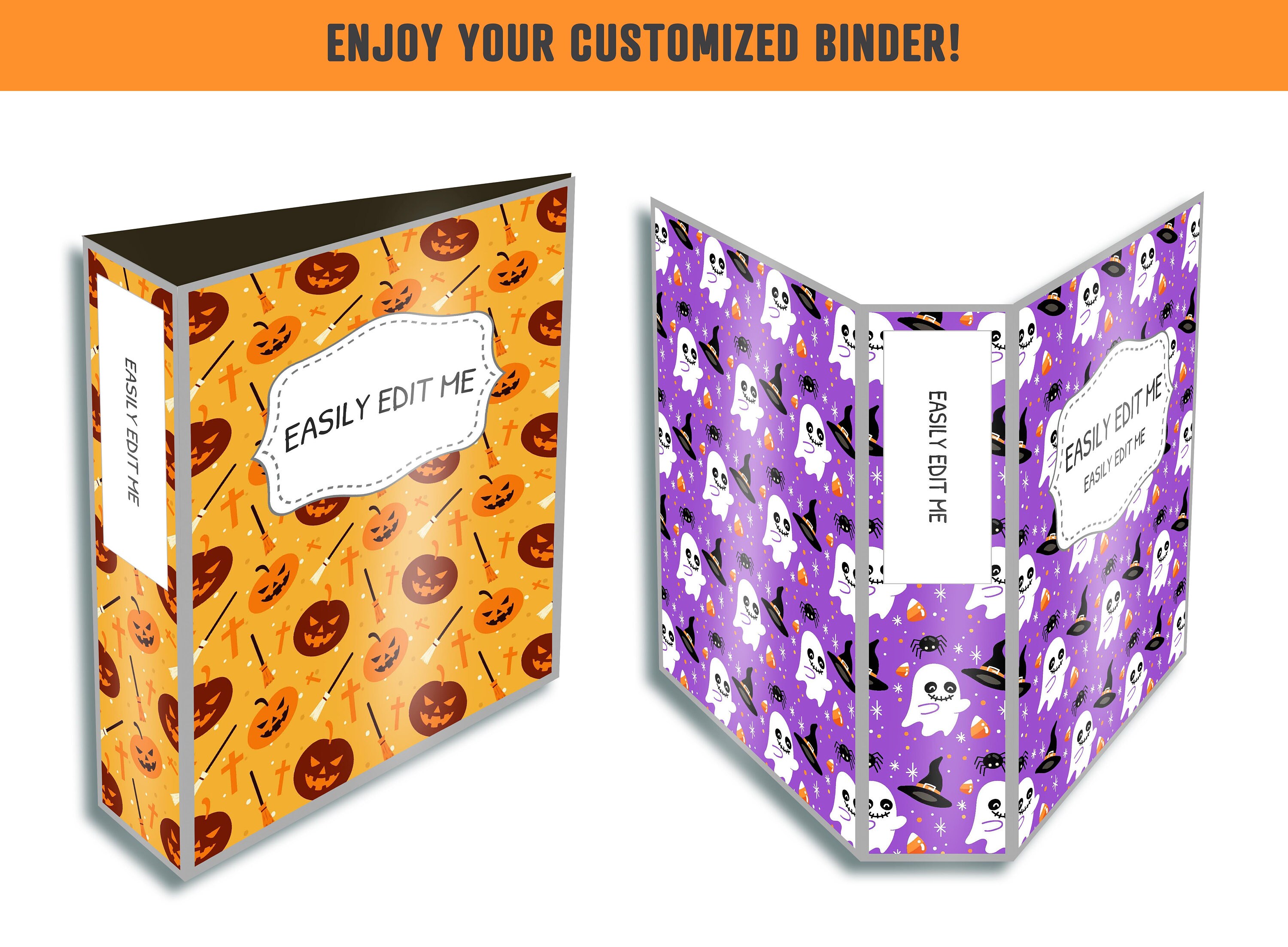 Halloween Binder Cover, 10 Printable & Editable Binder Covers+spines ...