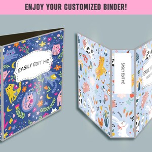 Cute Funny Animals Binder Cover, 10 Printable & Editable Binder Covers ...