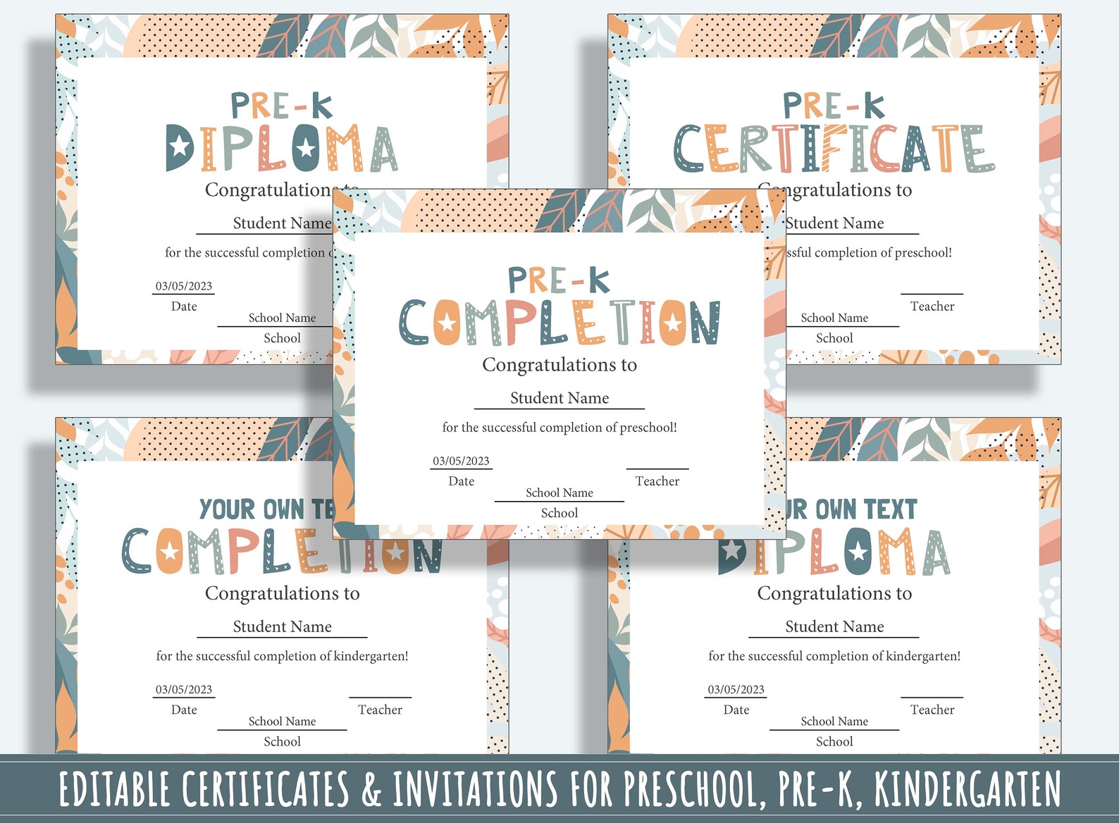 37 Pages of Editable Diploma, Certificate, and Invitation Templates for ...
