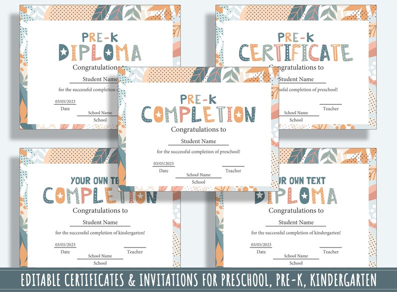 37 Pages of Editable Diploma, Certificate, and Invitation Templates for ...