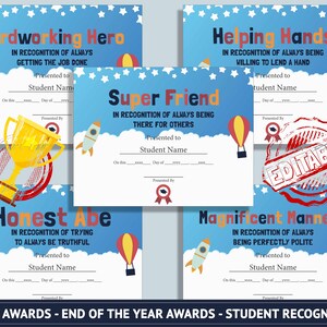 26 Editable Student Awards, End of the Year Classroom Awards - Student ...