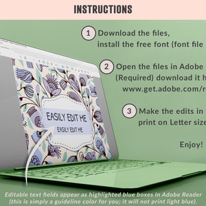 Flower and Birds Binder Cover, 10 Printable & Editable Binder Covers ...