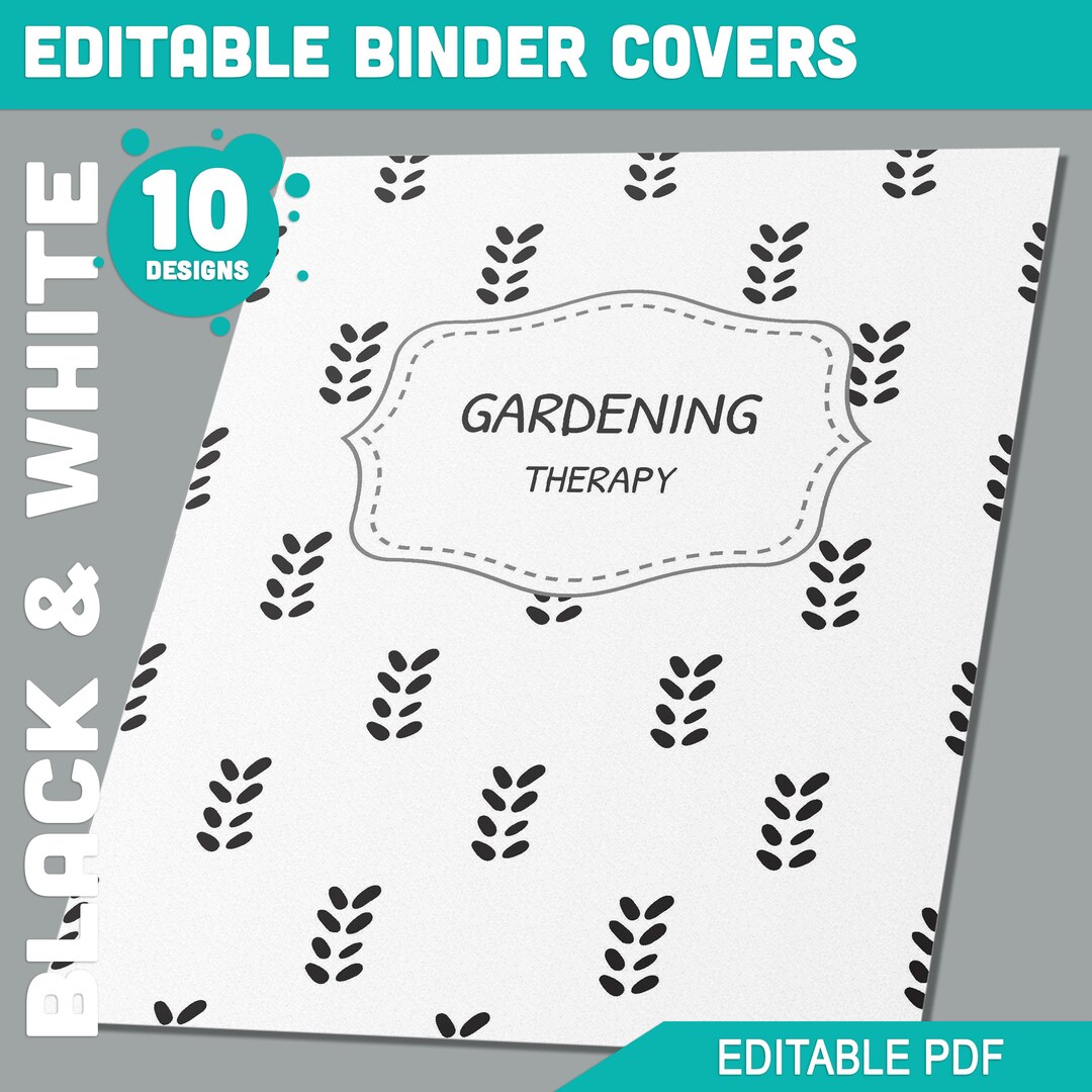 Black and White Abstract Shapes Binder Cover, 10 Printable/editable ...